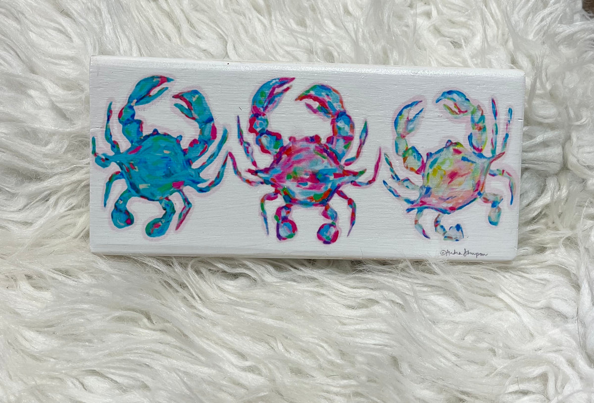 Wooden Block 3-Crabs – Carly & Company LLC